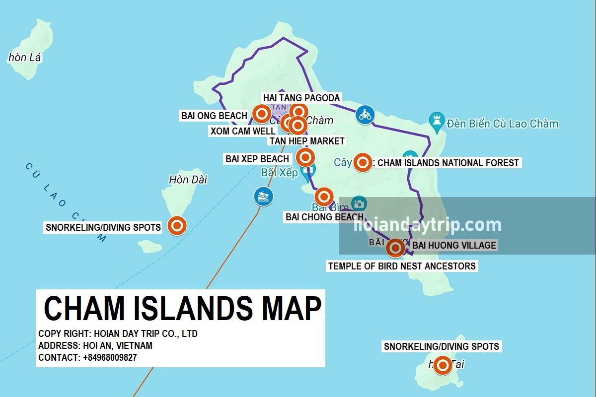 Cham Island Vietnam Map 2025 - Golden Hands Bridge Tours